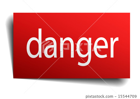 danger red square isolated paper sign on white - Stock Illustration ...