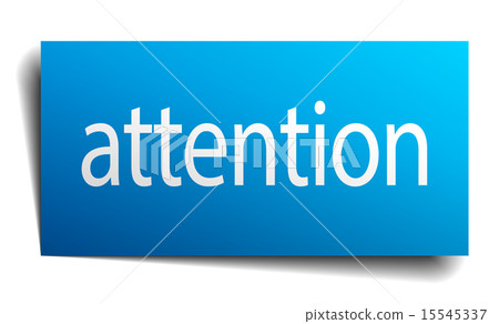 attention blue square isolated paper sign on white - Stock Illustration ...