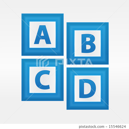 Vector Alphabet Letters in Blue Boxes - Stock Illustration [15546624 ...