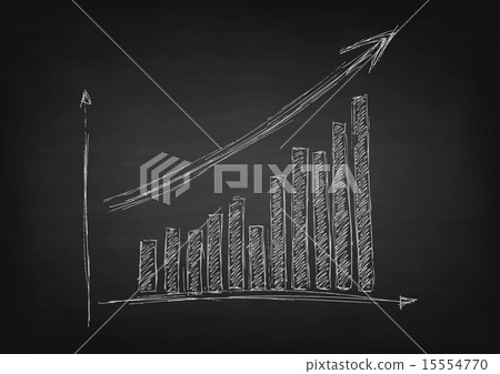 Growing graph drawing with arrow on chalkboard - Stock Illustration ...