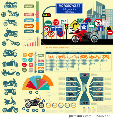 Motorcycles elements, transportation infographics - Stock Illustration ...