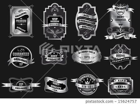 Retro original silver emblems labels collection - Stock Illustration ...