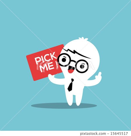 Happy Business man with pick me sign board - Stock Illustration ...
