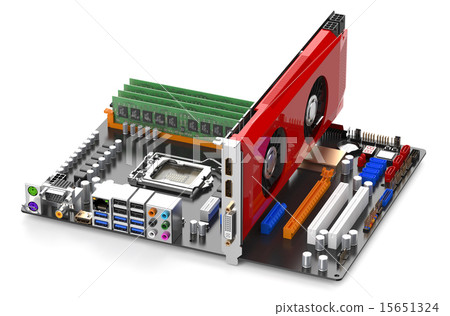 computer motherboard side view-插圖素材 [15651324] - PIXTA圖庫