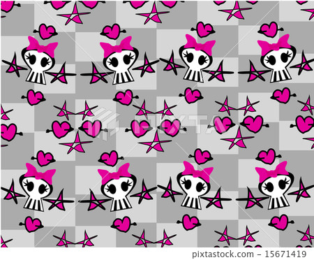 Seamless emo skulls pattern - Stock Illustration [15671419] - PIXTA