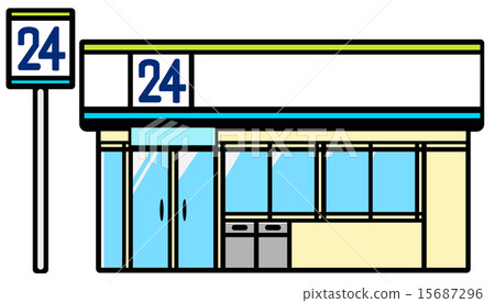 Store open 24 hours a day convenience store - Stock Illustration ...