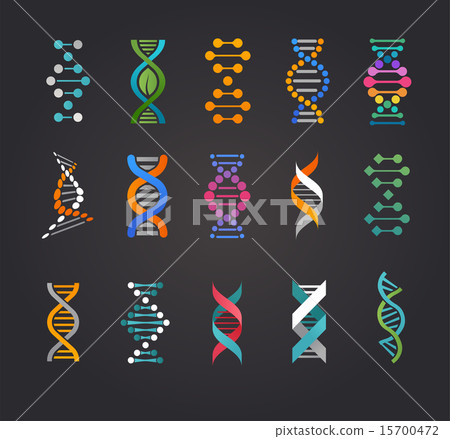 DNA, genetic elements and icons collection - Stock Illustration ...