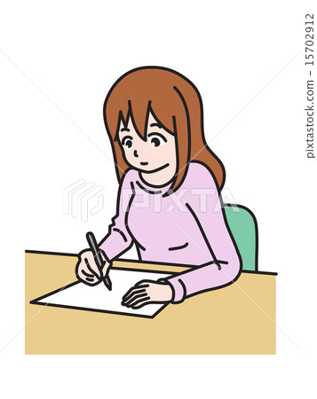 A woman filling out an application form - Stock Illustration [15702912 ...