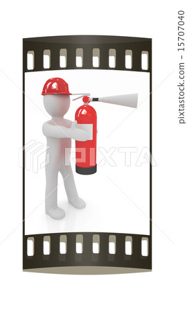 3d man and fire extinguisher. The film strip - Stock Illustration ...