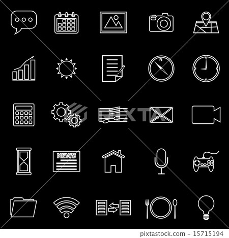 Application line icons on black background - Stock Illustration ...