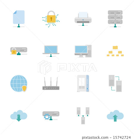 Computer Systems and Networks color flat icons set - Stock Illustration ...
