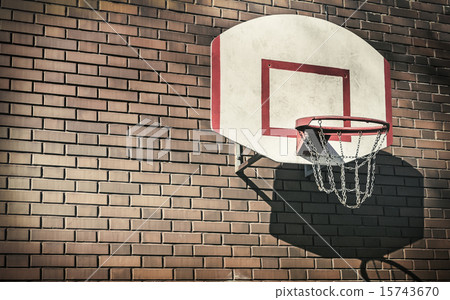 Basketball hoop on a brick wall - Stock Photo [15743670] - PIXTA