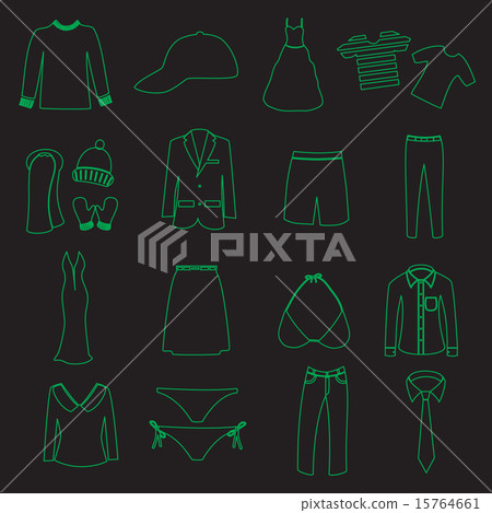 clothing simple outline vector icons set eps10 - Stock Illustration ...