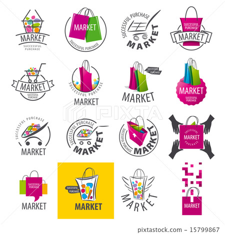 large set of vector logos for market - Stock Illustration [15799867 ...