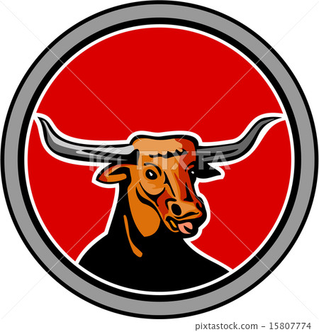 Texas Longhorn Red Bull Circle Retro - Stock Illustration [15807774 ...