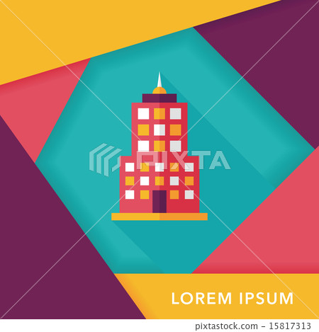 Commercial Building flat icon with long... - Stock Illustration ...