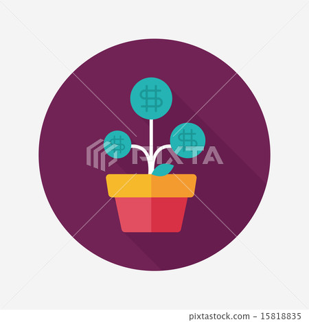 Money tree flat icon with long shadow,eps10 - Stock Illustration ...