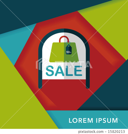 shopping store sale sign flat icon with long... - Stock Illustration ...