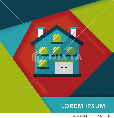 Building apartment flat icon with long...-插圖素材 [15820410] - PIXTA圖庫