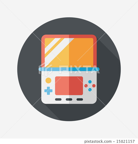 Handheld game consoles flat icon with long... - Stock Illustration ...