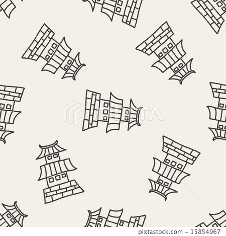 doodle architecture seamless pattern background - Stock Illustration ...