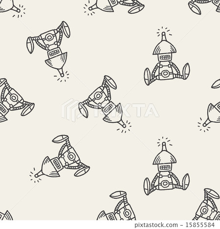 Doodle Robot seamless pattern background - Stock Illustration [15855584 ...