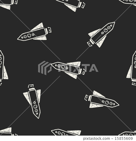 Doodle Spaceship seamless pattern background - Stock Illustration ...
