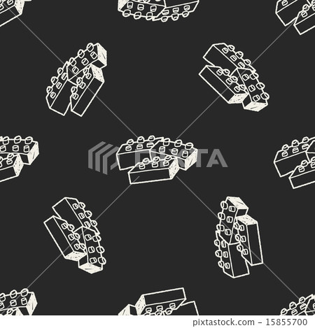 Doodle Building Blocks seamless pattern background - Stock Illustration ...