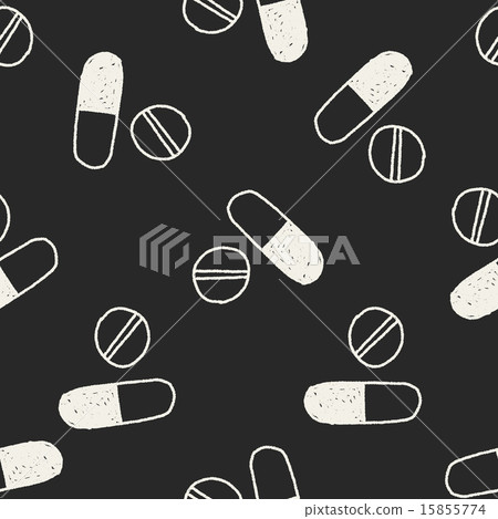 Pills doodle drawing seamless pattern background - Stock Illustration ...