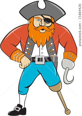Captain Hook Pirate Wooden Leg Cartoon - Stock Illustration [15864426 ...