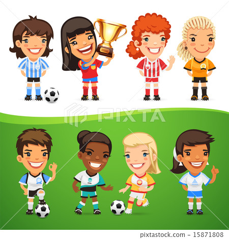 Cartoon Women Soccer Players Set - Stock Illustration [15871808] - PIXTA