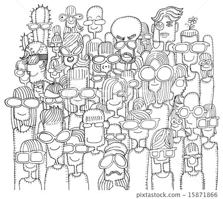Hipster hand drawn Doodle crowd - Stock Illustration [15871866] - PIXTA