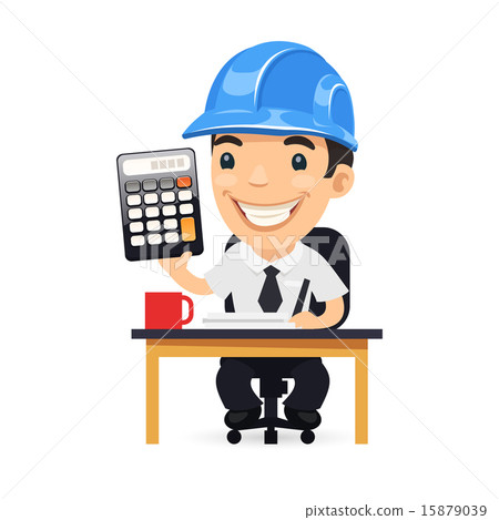 Engineer Cartoon Character with Calculator - Stock Illustration ...