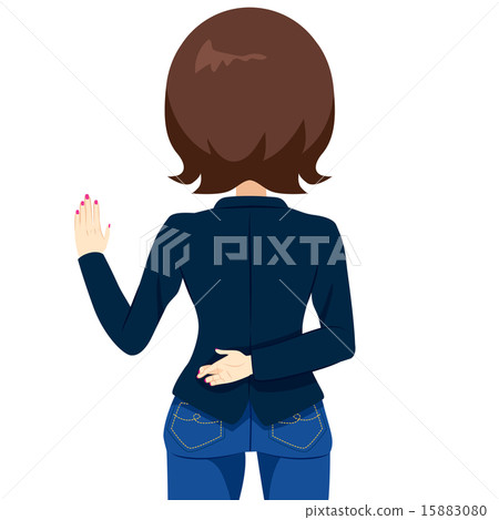 Woman Swearing With Fingers Crossed - Stock Illustration [15883080] - PIXTA