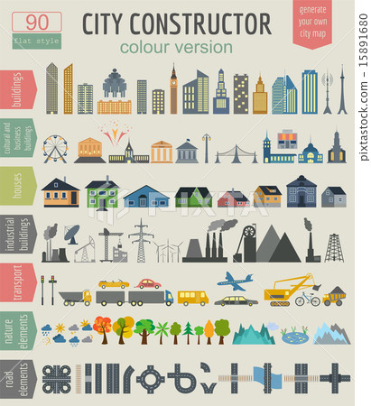 City map generator. City map example. Elements - Stock Illustration ...
