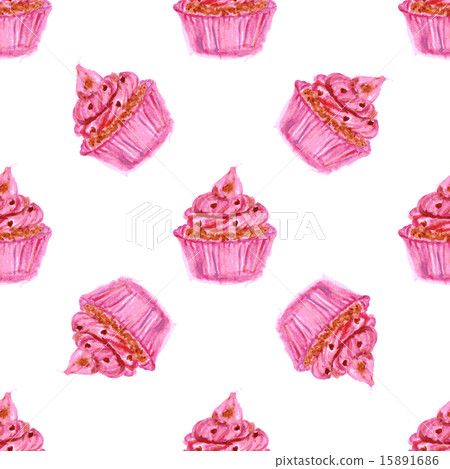 Watercolor tasty cupcake in vintage style - Stock Illustration ...