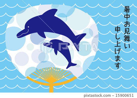 Dolphin parent and child's hot weather sympathy - Stock Illustration ...