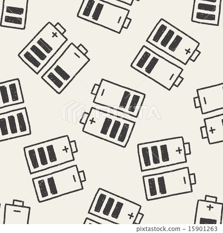 battery doodle drawing seamless pattern background - Stock Illustration ...