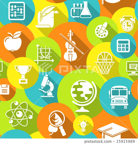 School Round Icons Colorful Seamless Pattern - Stock Illustration ...