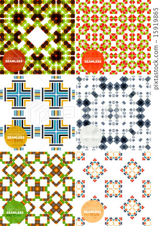 Vector set of colorful seamless geometric... - Stock Illustration ...
