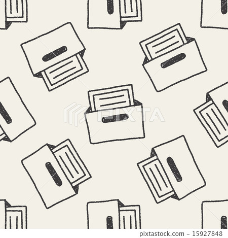 file box doodle drawing seamless pattern - Stock Illustration [15927848 ...