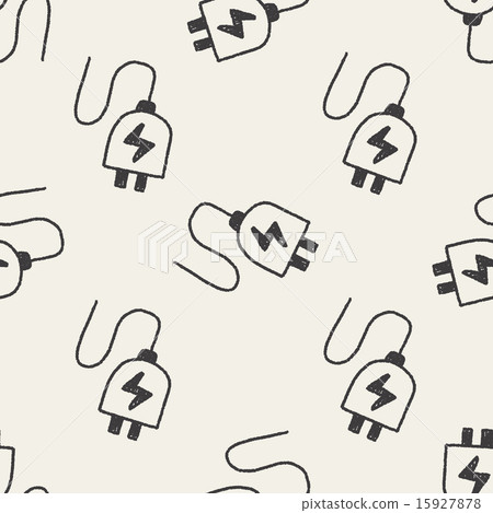 plug doodle drawing seamless pattern background - Stock Illustration ...