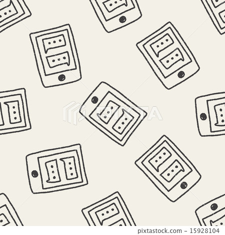 cell phone doodle drawing seamless pattern - Stock Illustration ...