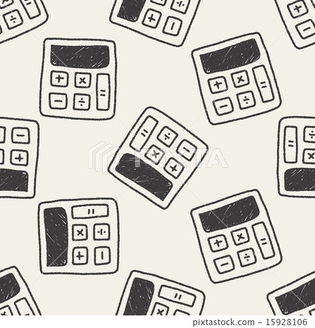 calculator doodle drawing seamless pattern - Stock Illustration ...