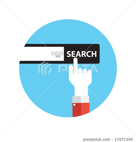 Line Icon with Flat Graphics Element of Search... - Stock Illustration ...