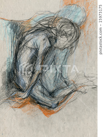 expression, expressive drawing - melancholy-插圖素材 [15973175] - PIXTA圖庫