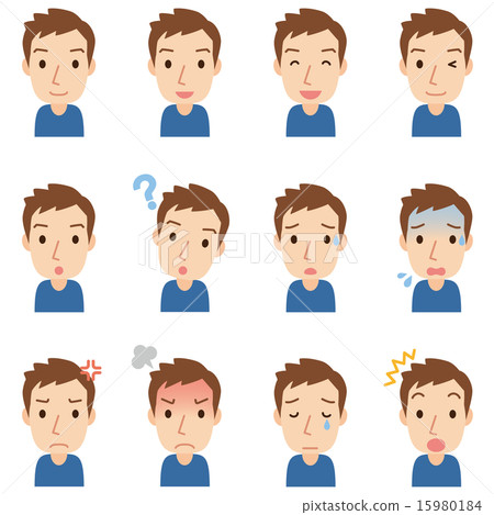 Facial expression set men - Stock Illustration [15980184] - PIXTA
