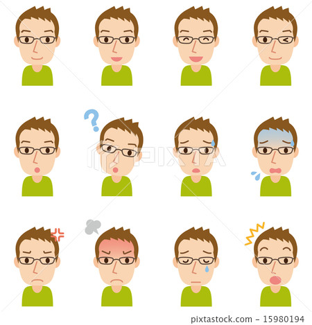 Facial expression set men - Stock Illustration [15980194] - PIXTA