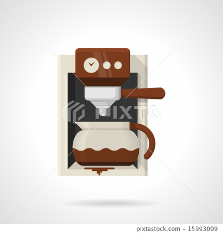Coffee machine flat color vector icon - Stock Illustration [15993009 ...