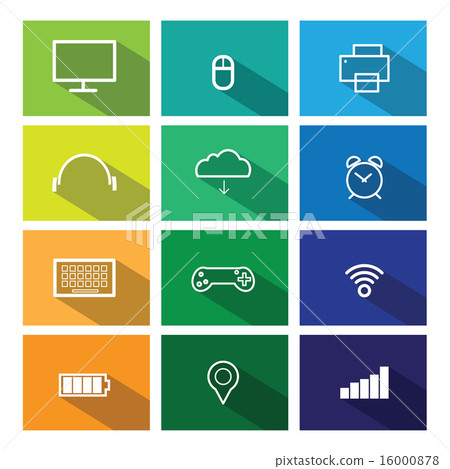 Computer icons flat line windows 1 Shadow - Stock Illustration ...